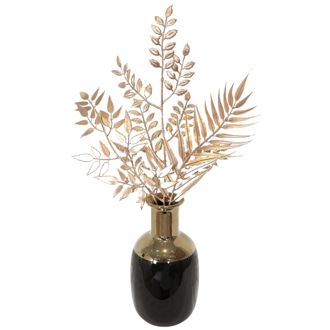 Set 3 frunze artificiale, plante decorative 40 cm, din plastic, Aurii ...