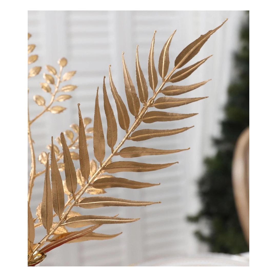 Set 3 frunze artificiale, plante decorative 40 cm, din plastic, Aurii ...
