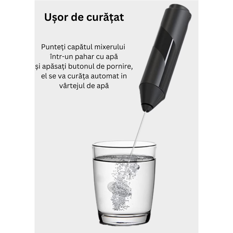 Mixer pentru spuma de lapte fara fir, negru, SmartK® - eMAG.ro
