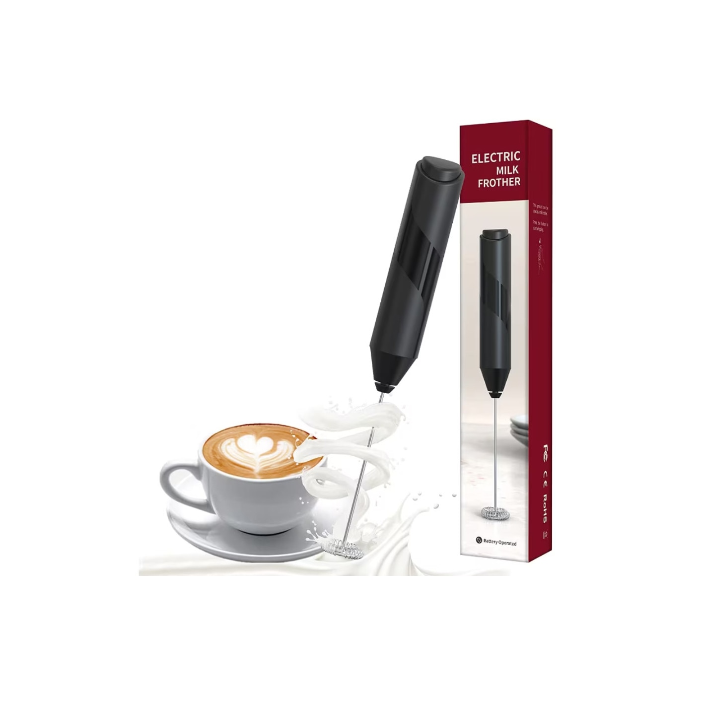 Mixer pentru spuma de lapte fara fir, negru, SmartK® - eMAG.ro