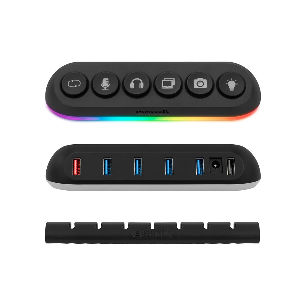 Hub cu 5 porturi Streamplify HUB DECK 5, USB 3.0, RGB - eMAG.ro