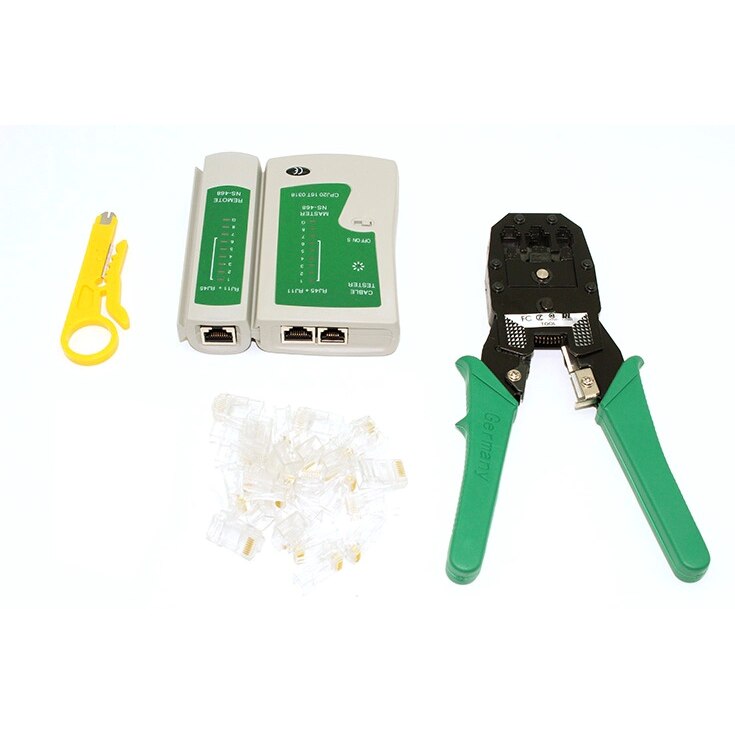 Kit pentru cabluri de retea cu tester si stripper, Verde - eMAG.ro