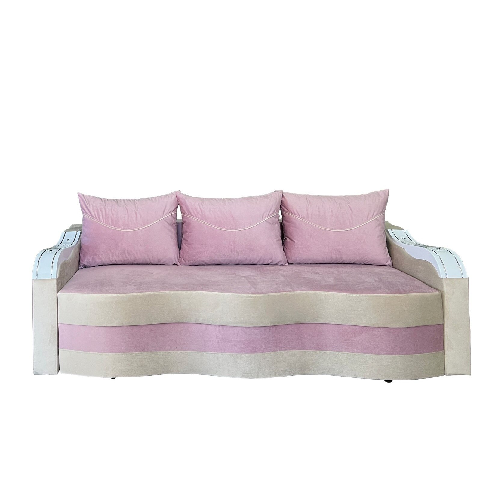 Canapea Extensibila Simona, 225x74x100 Cm, Roz, Crem - eMAG.ro