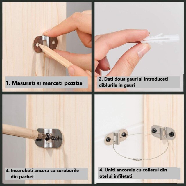 Pachet ancore mobila, metalice, sigurante pentru protejarea copiilor ...