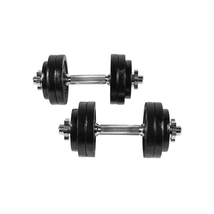 Set de 2 gantere cu discuri din fonta, Gorilla Sports, Negre, 30 KG ...