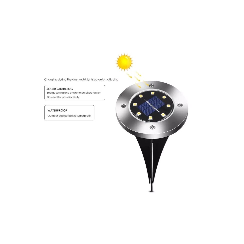 Set 4 Lampi Solare Gradina Tip Spot, 8 Leduri, 11.5X13 Cm, Impermeabil ...