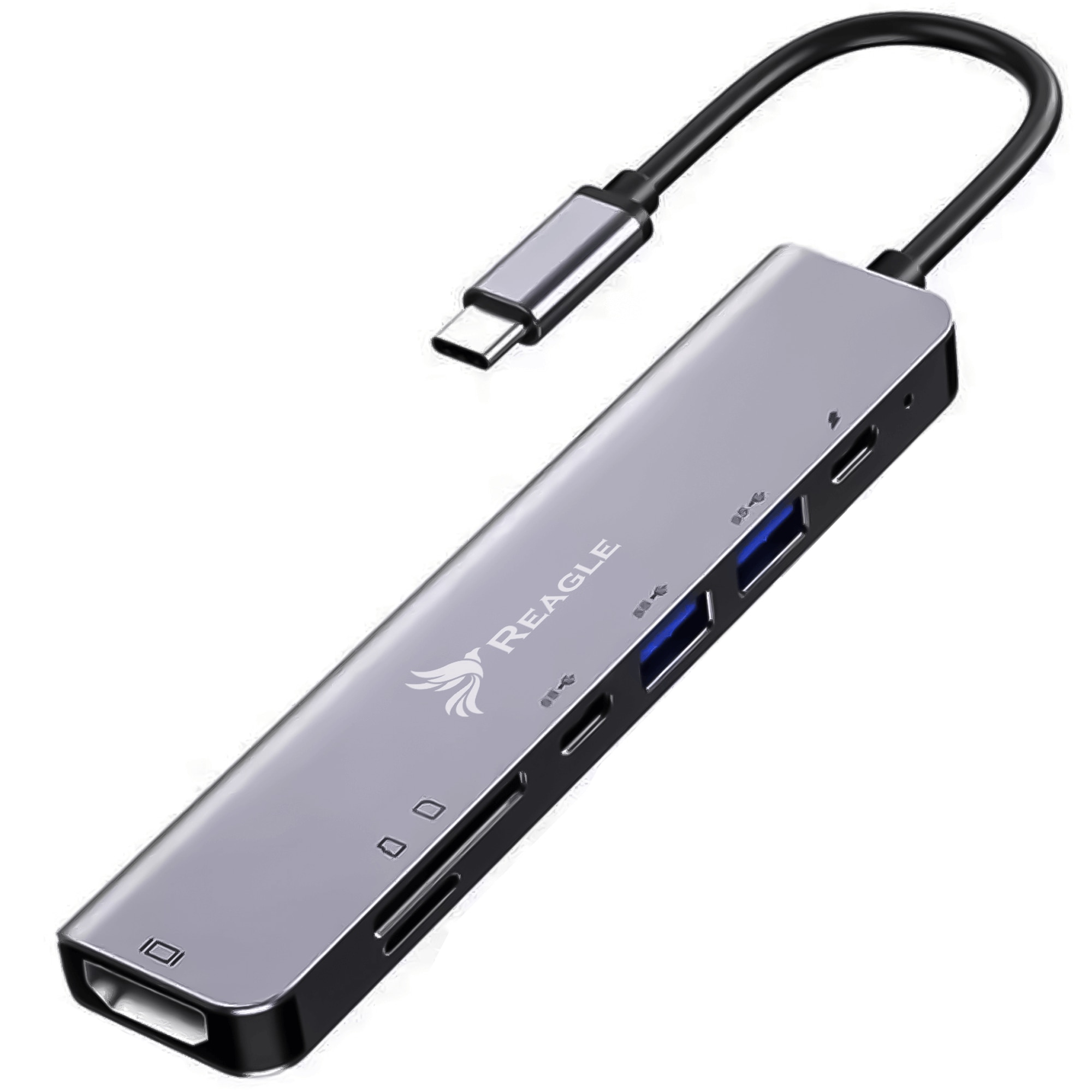HUB 7 in 1 USB Tip C Reagle Adaptor Multiport Cu Port HDMI 4K, Cu Cart ...