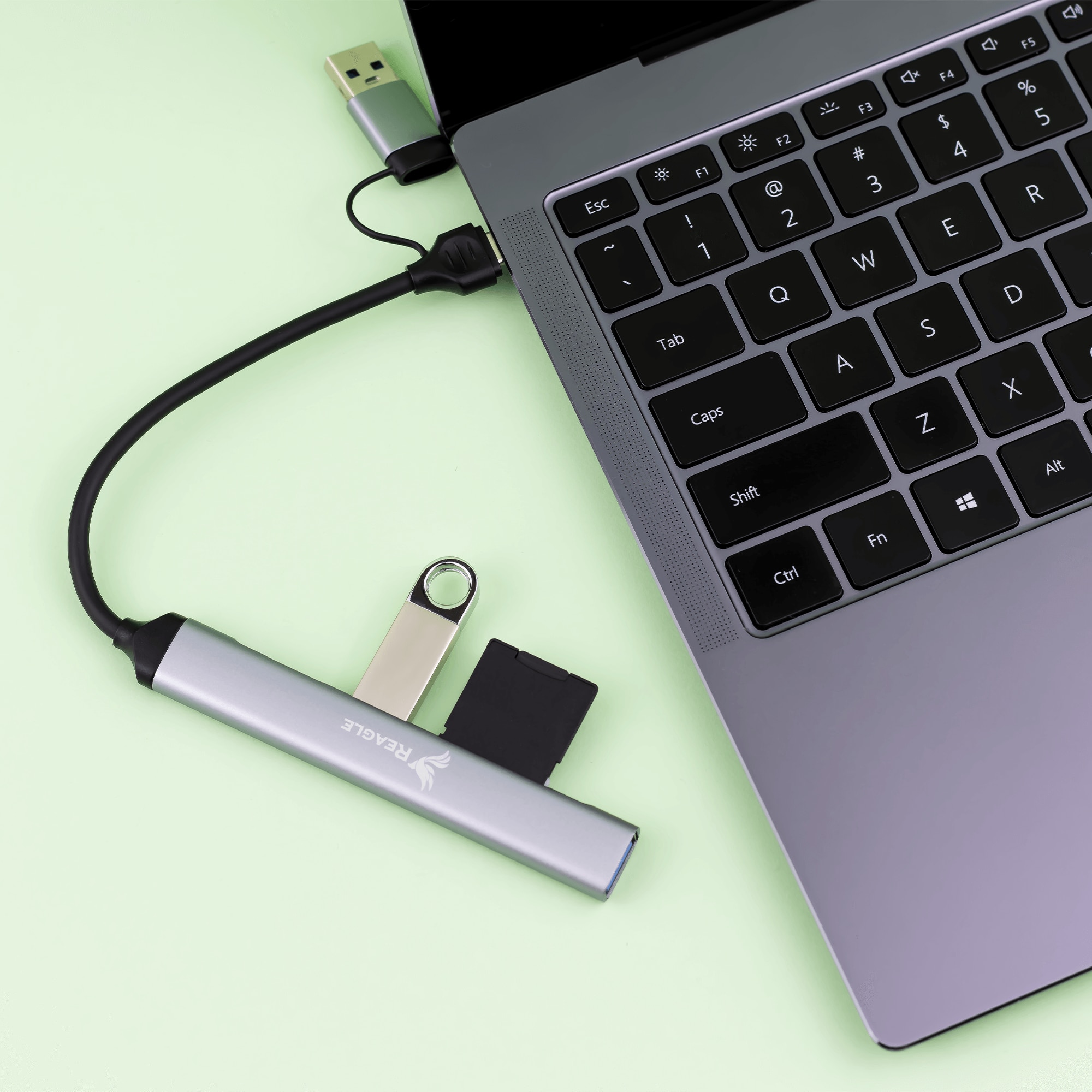 Хъб 5 в 1 USB Type C - USB Type A Reagle многопортов адаптер USB A USB ...