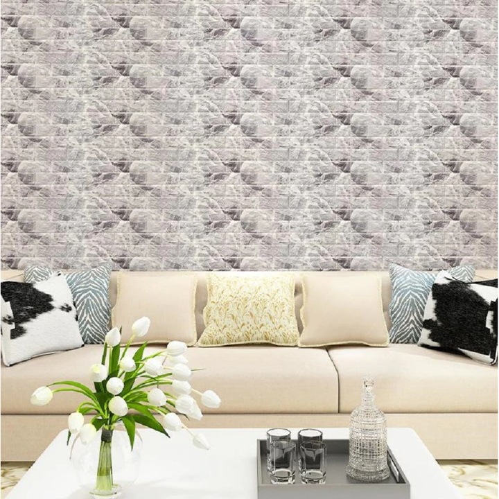 Tapet autocolant 3D, folie 70x70cm, acoperire 0.5MP, Gri antracit - eMAG.ro