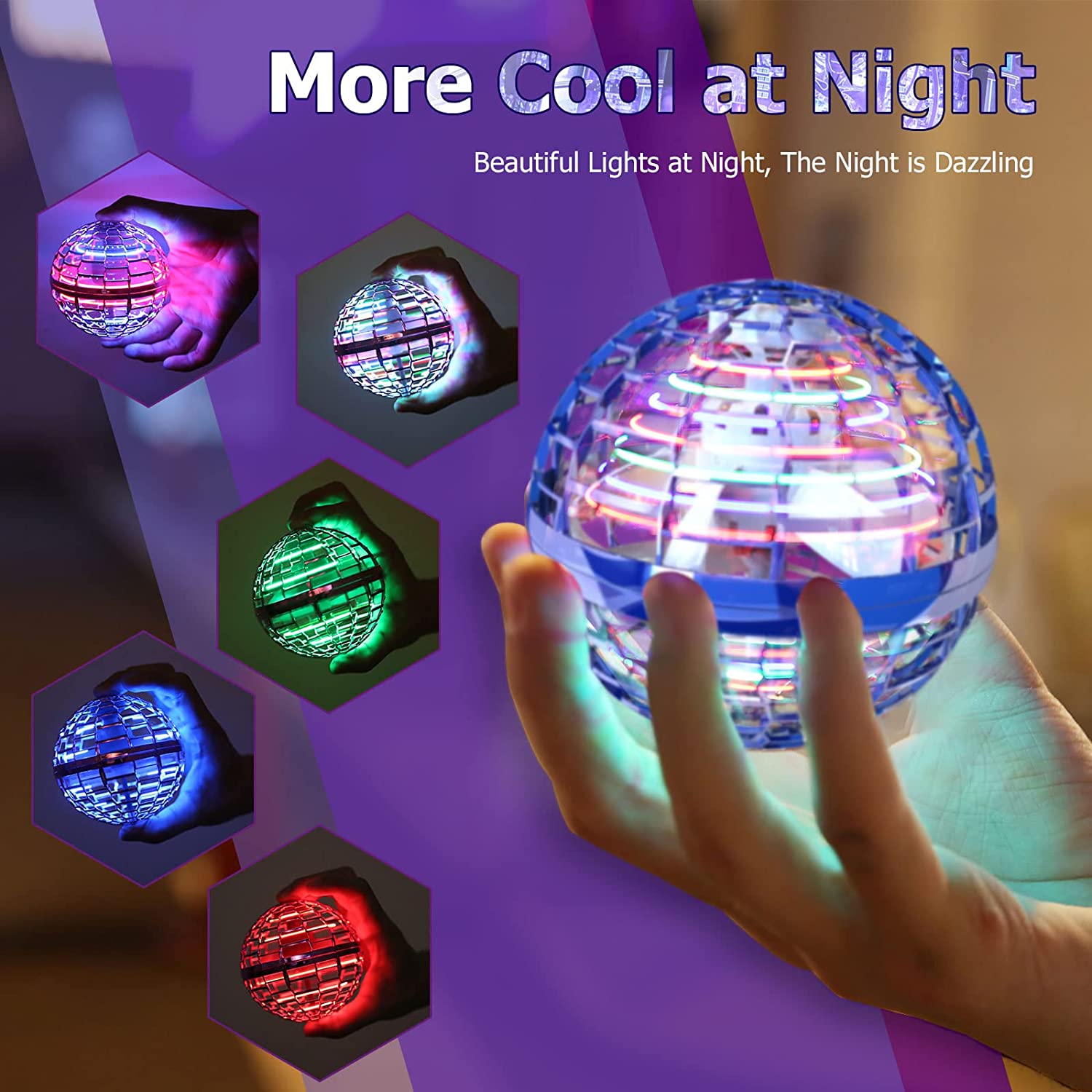 Repülő labda gyerekeknek, Műanyag, RGB, 10 év+, Kék - eMAG.hu