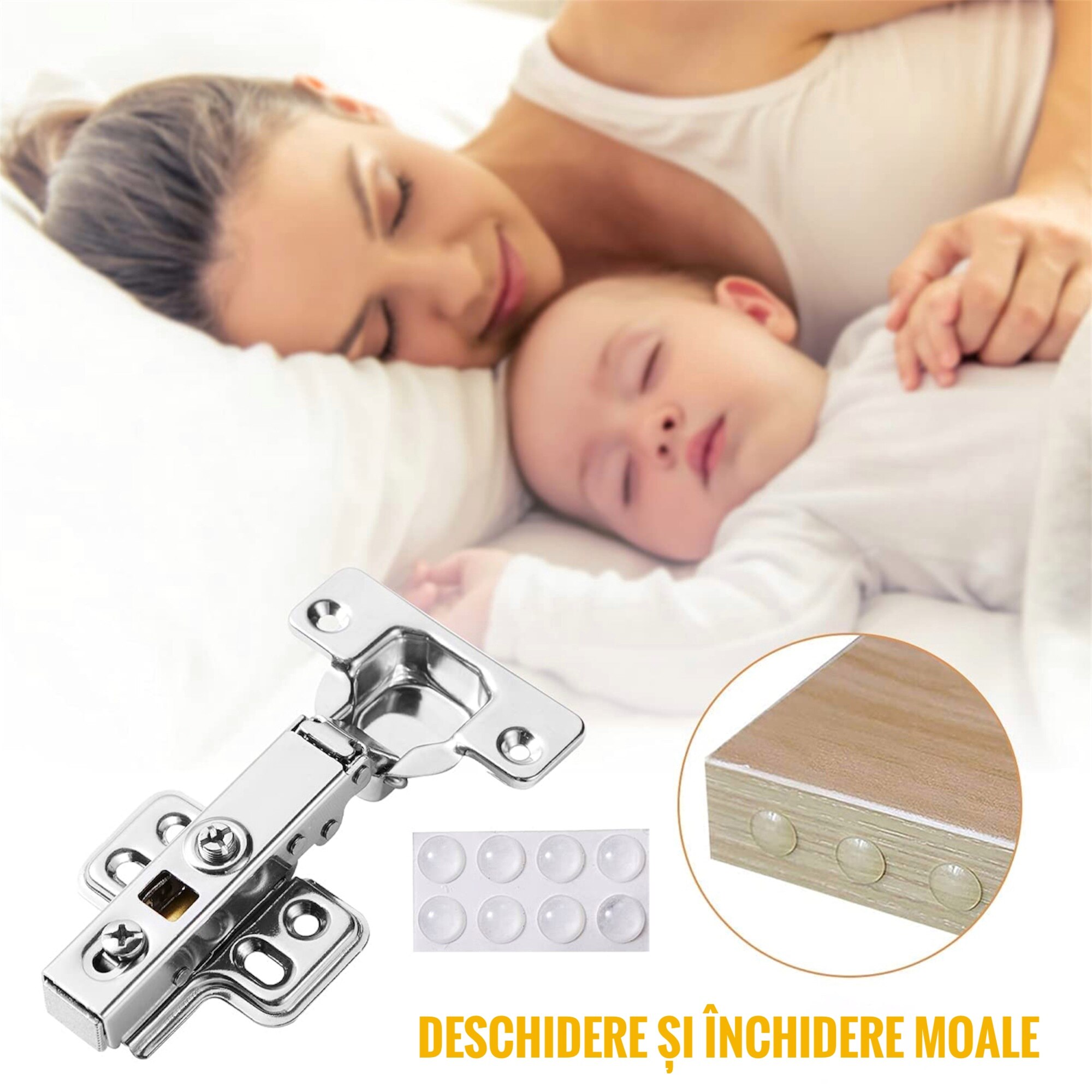 Set 2 balamale de colt cu amortizor, 100 de grade, din inox - eMAG.ro