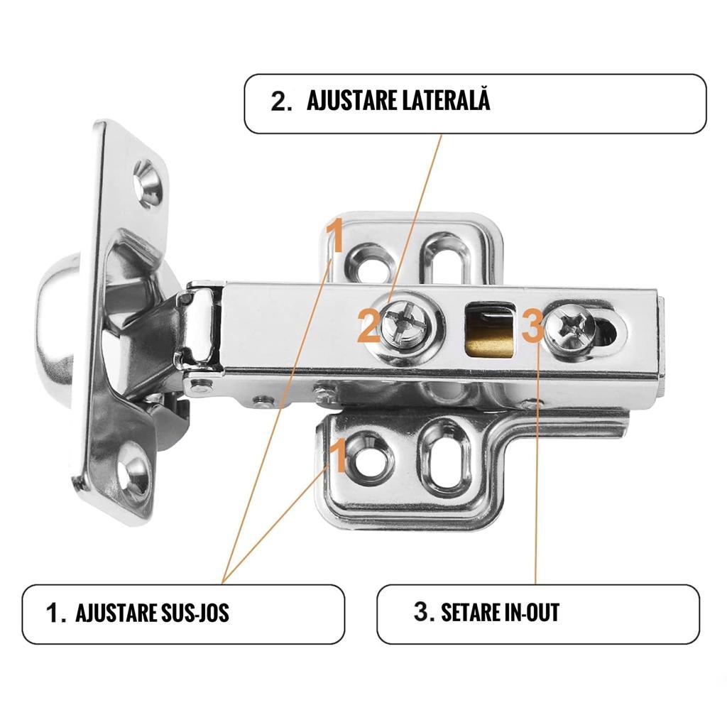 Set 2 balamale de colt cu amortizor, 100 de grade, din inox - eMAG.ro