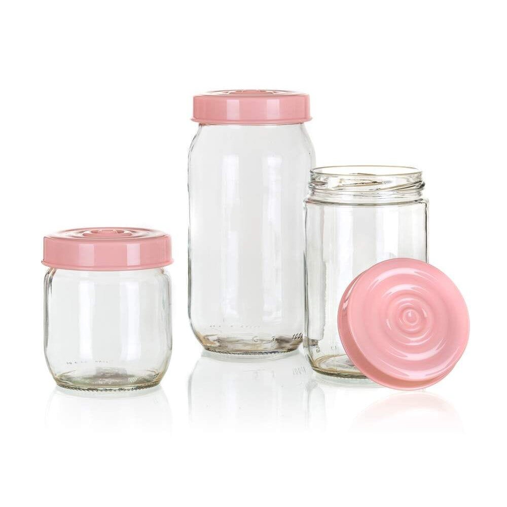 Set 3 borcane din sticla, 425/660/1000 ml, Roz - eMAG.ro