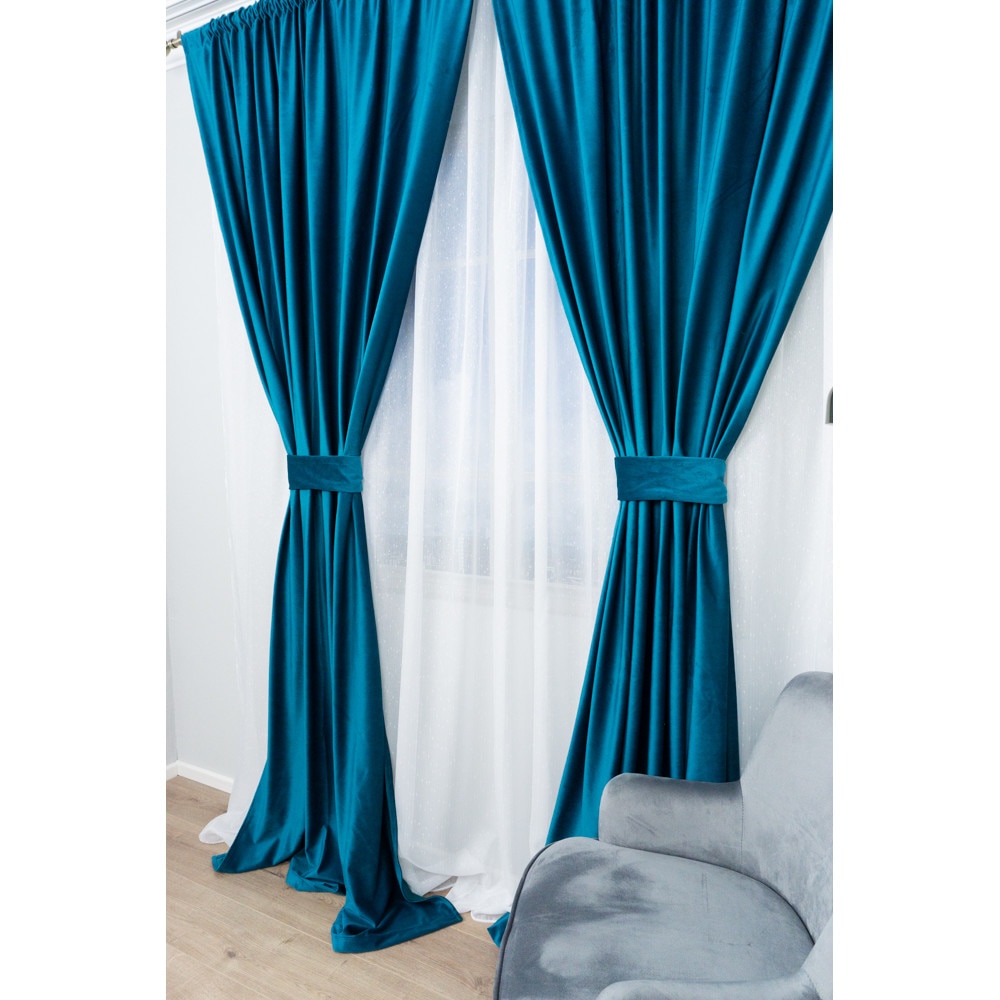Set Harnicuta 2 Draperii Catifea Turcoaz 2x250x270cm cu Rejansa - eMAG.ro