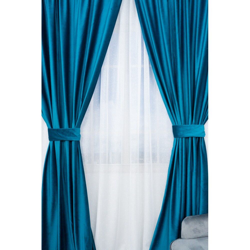 Set Harnicuta 2 Draperii Catifea Turcoaz 2x250x270cm cu Rejansa - eMAG.ro