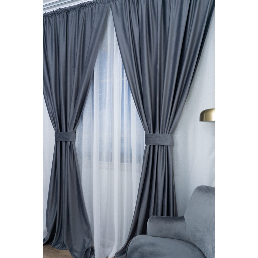 Set Harnicuta 2 Draperii Catifea Gri 2x100x250cm cu Rejansa - eMAG.ro