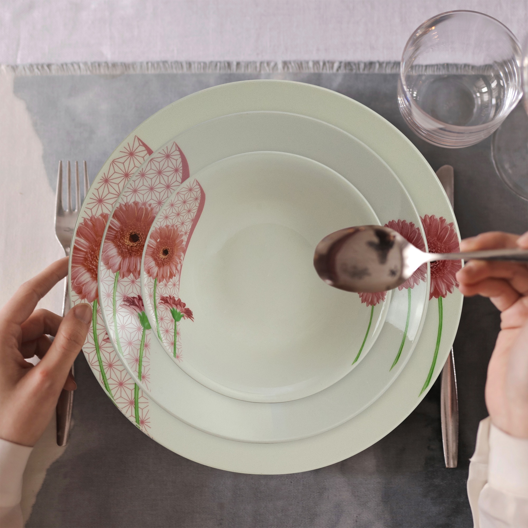 Сервиз за хранене, 12 части, Порцелан, Бял - eMAG.bg