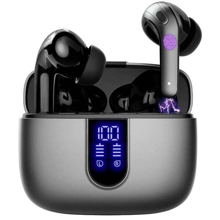 Casti Wireless "Likesmart EarBuds PRO", Autonomie 60H, Incarcare Rapida ...