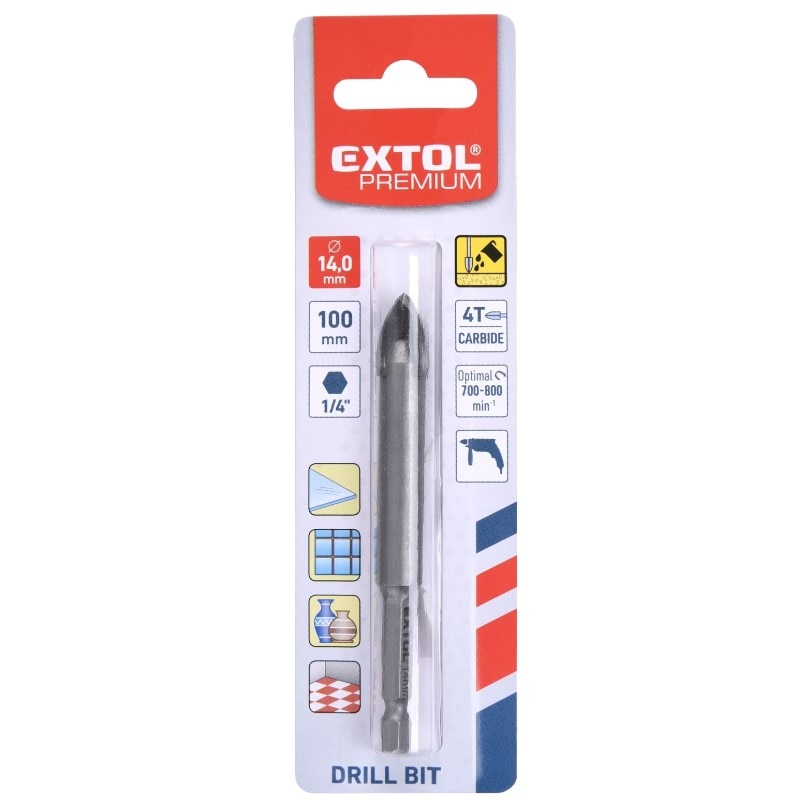 Burghiu din carbura pentru sticla si ceramica, Extol Premium, 14 mm ...