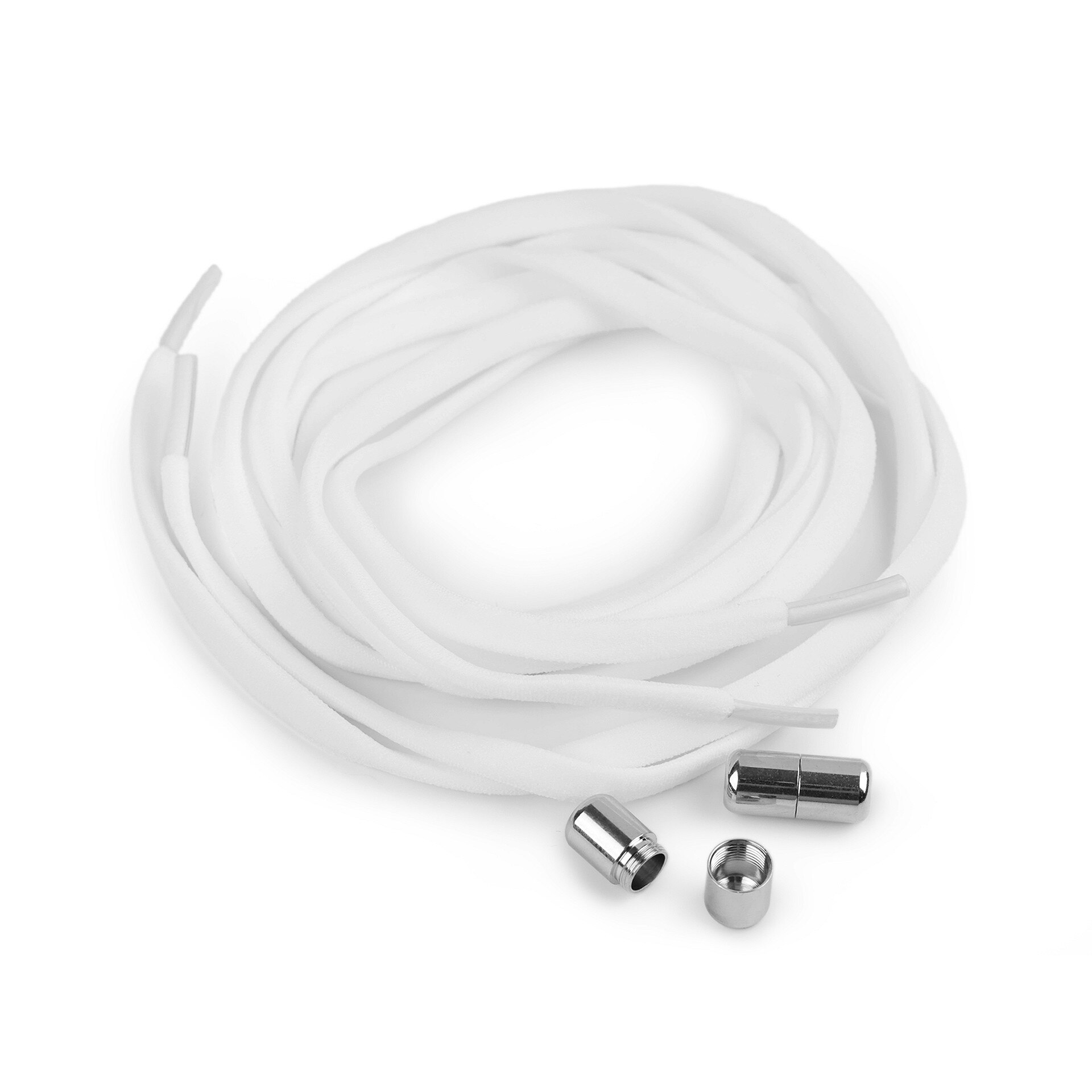 Set 2 sireturi rotunde elastice si reglabile Kyrra 0.5 x 100 cm, Alb ...