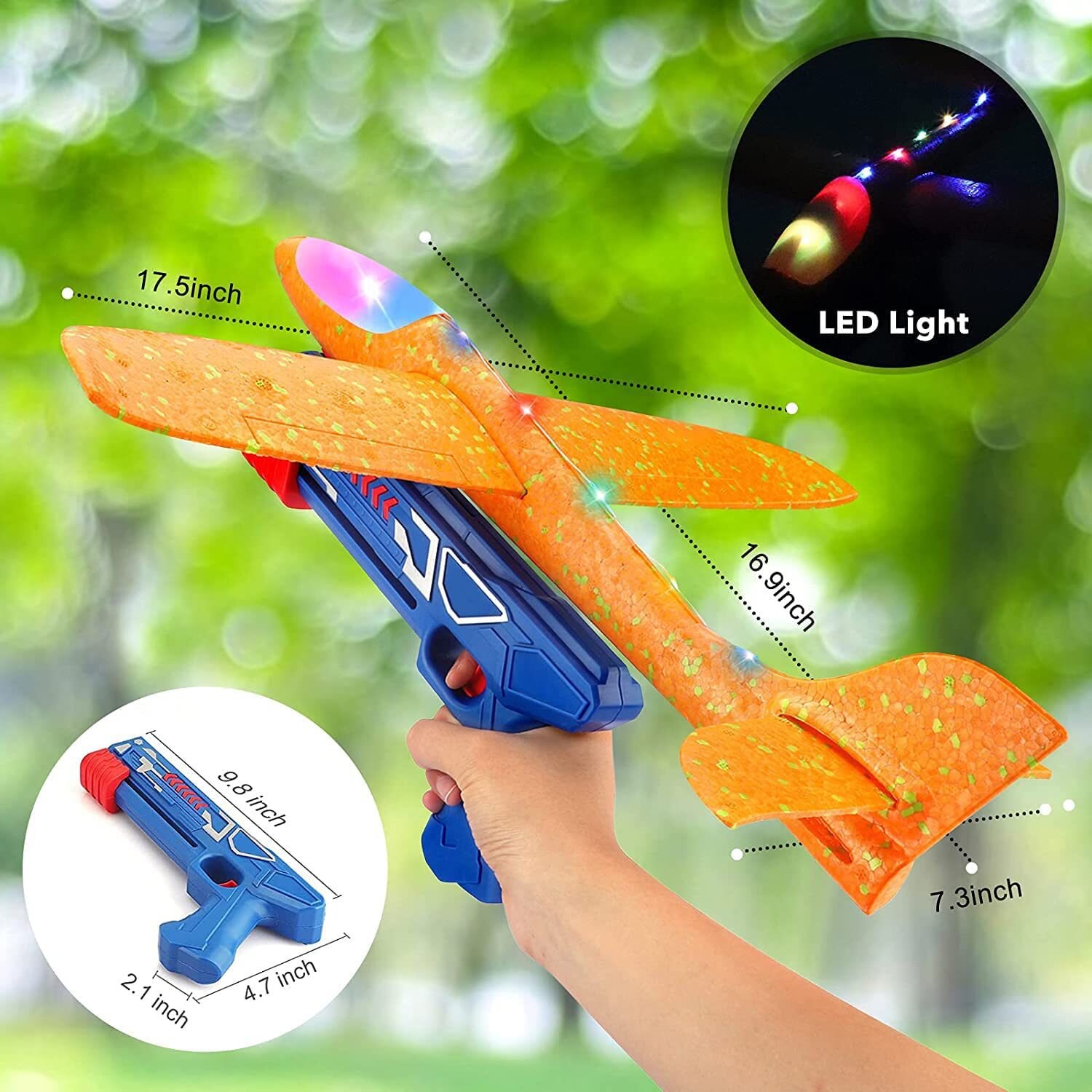 Set pistol de jucarie albastru mic, lansator de avioane, cu 3 avioane ...
