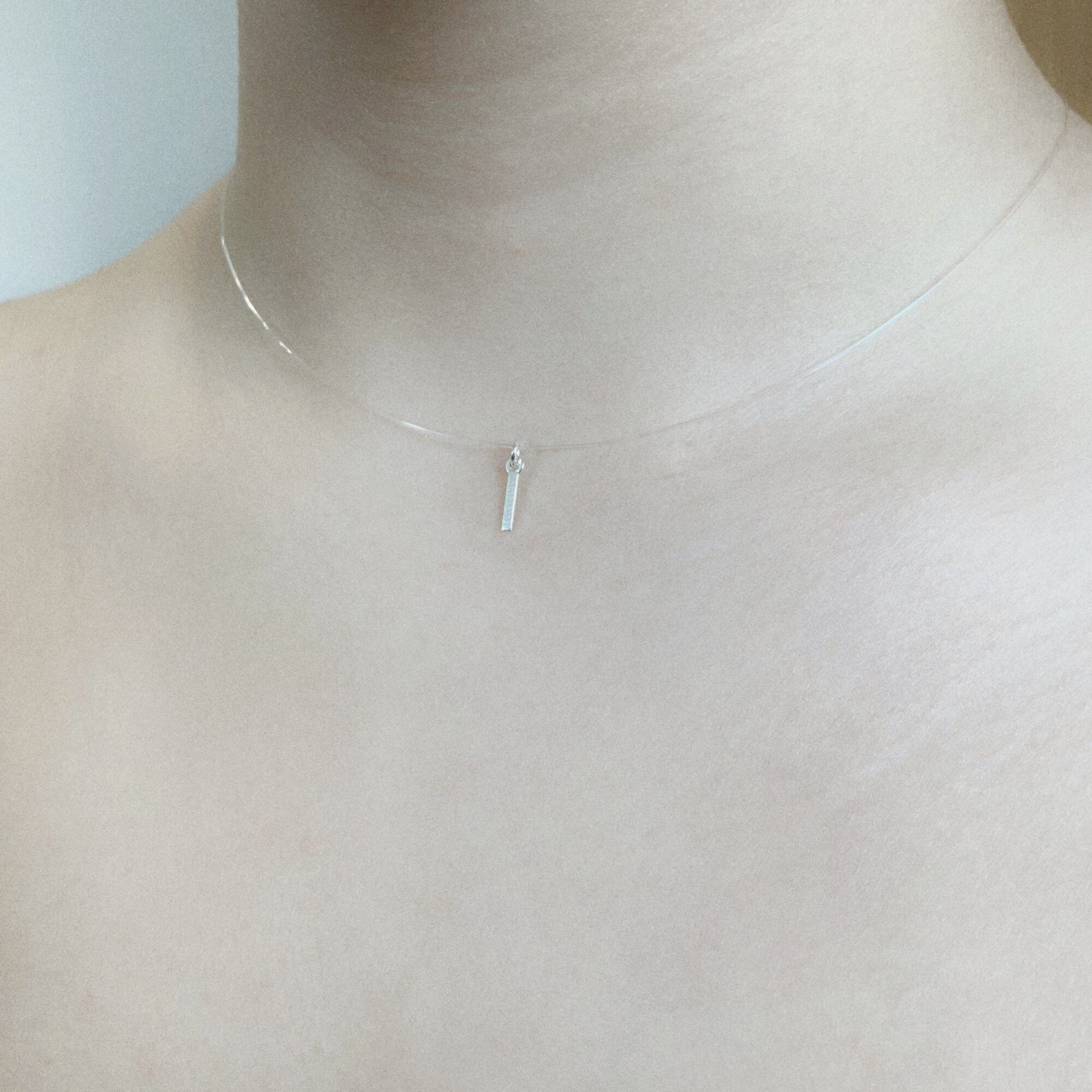 Colier fir transparent cu initiala I din Argint 925, reglabil 38-41 cm ...