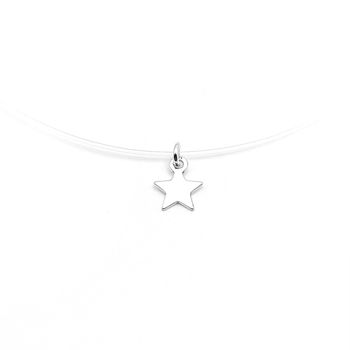 Colier fir transparent cu pandantiv Stea din Argint 925, reglabil 38-41 ...
