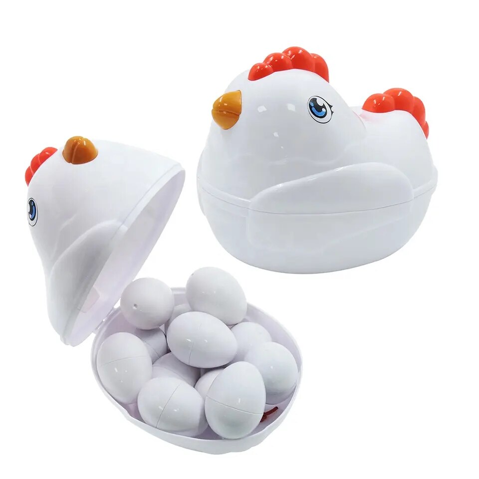 Jucarie Educativa tip Gaina cu 12 Oua, Joc de Potrivire a Culorilor si ...