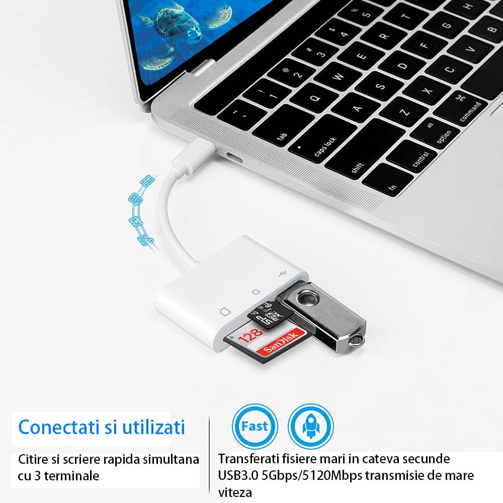 Cititor de carduri 3 in 1 multifunctional, Cu /SD/TF/USB 3.0, pentru ...