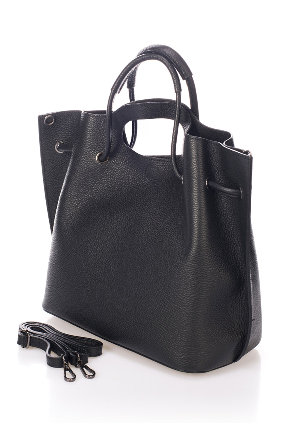 Massimo Castelli, Geanta de piele cu bareta detasabila si ajustabila, Negru - eMAG.ro