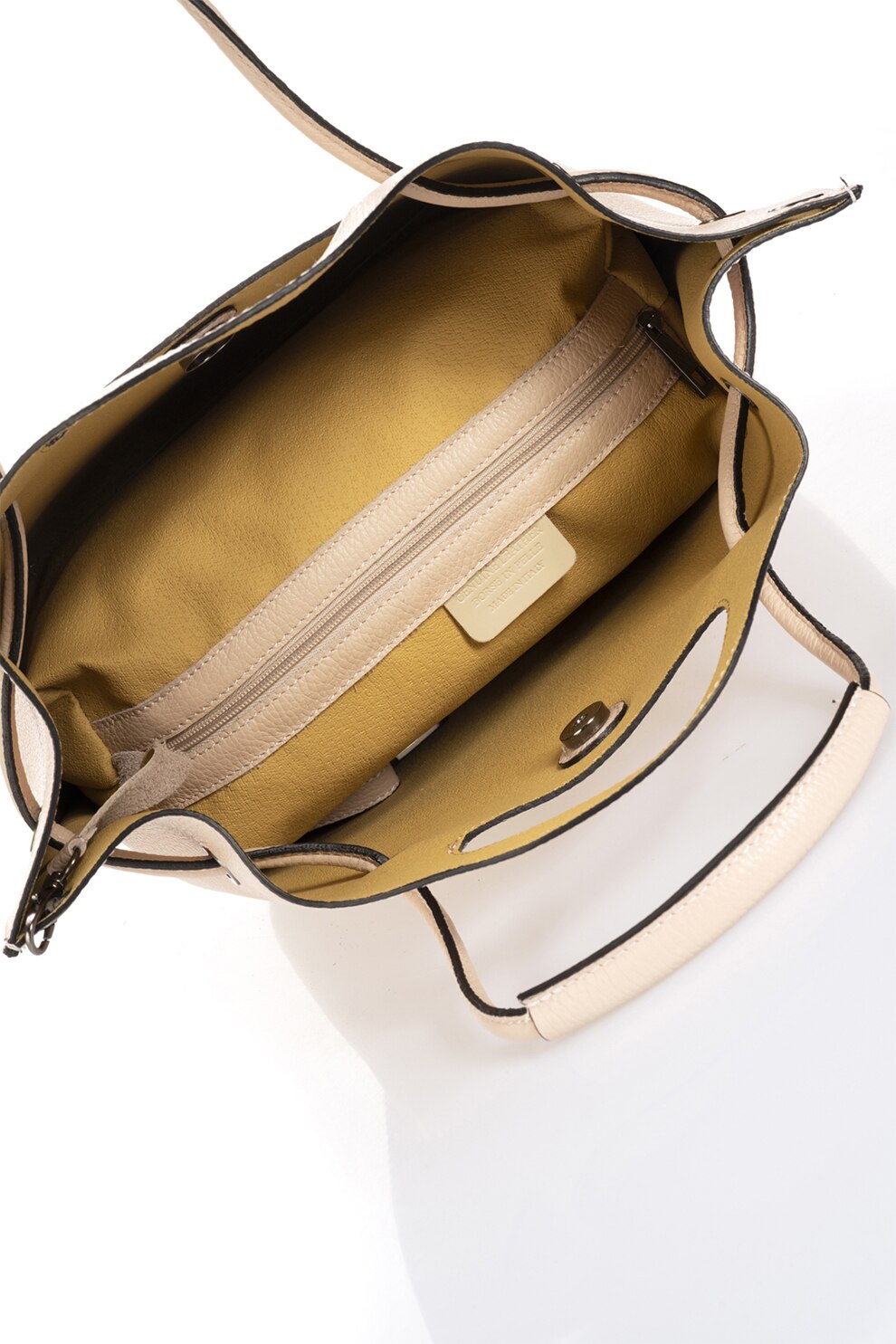 Massimo Castelli, Geanta de piele cu bareta detasabila, Bej - eMAG.ro