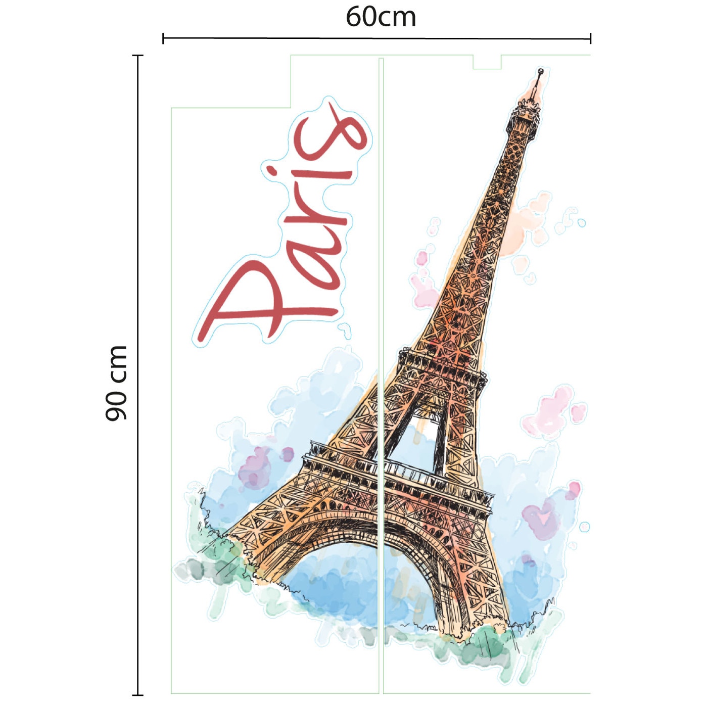 Декоративен стикер Айфелова кула Париж 60х90см Emag Bg