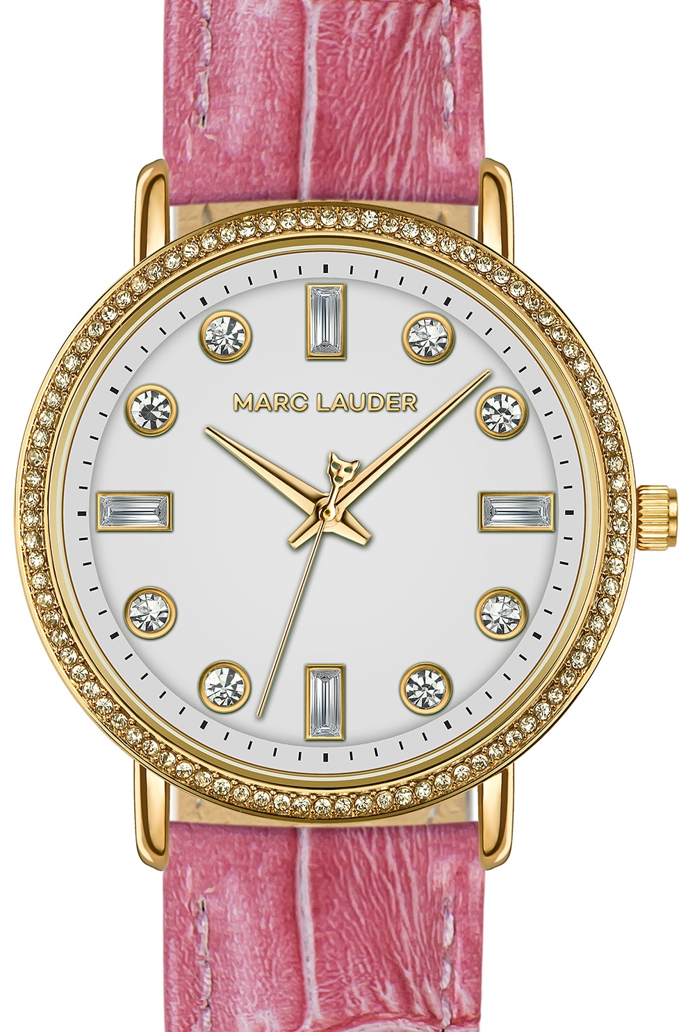 Marc Lauder, Аналогов часовник с кристали, Златист, Розов - eMAG.bg