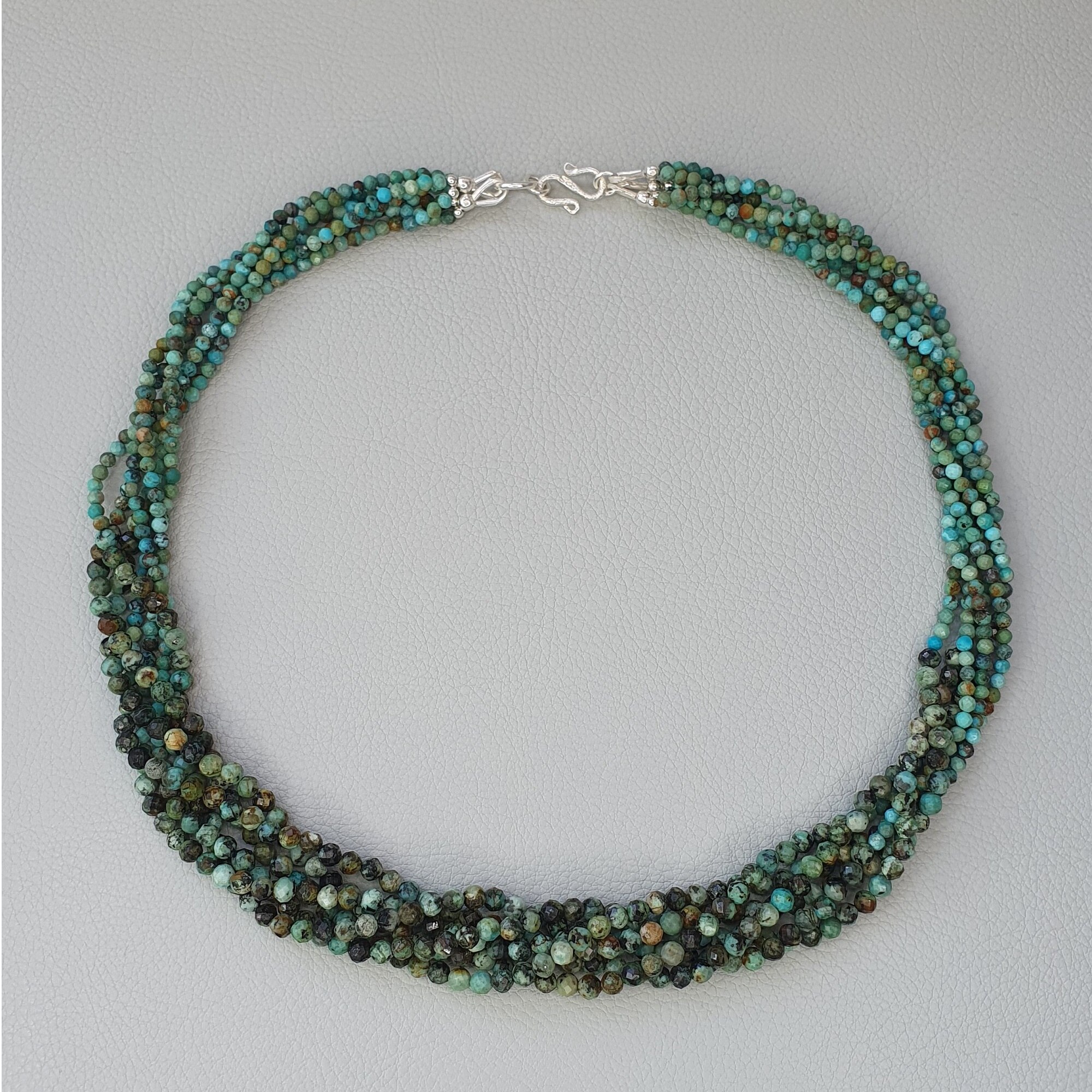 Colier multisir din turcoaz natural de 2,5 mm si 3,5 mm cu accesorii ...