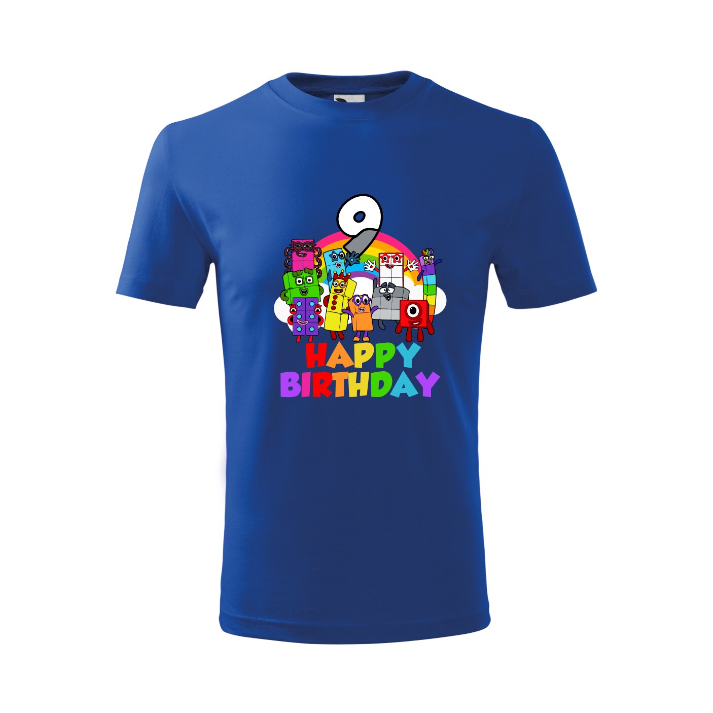 Tricou personalizat "Numberblocks - Happy Birthday ", Albastru, 9 ani ...