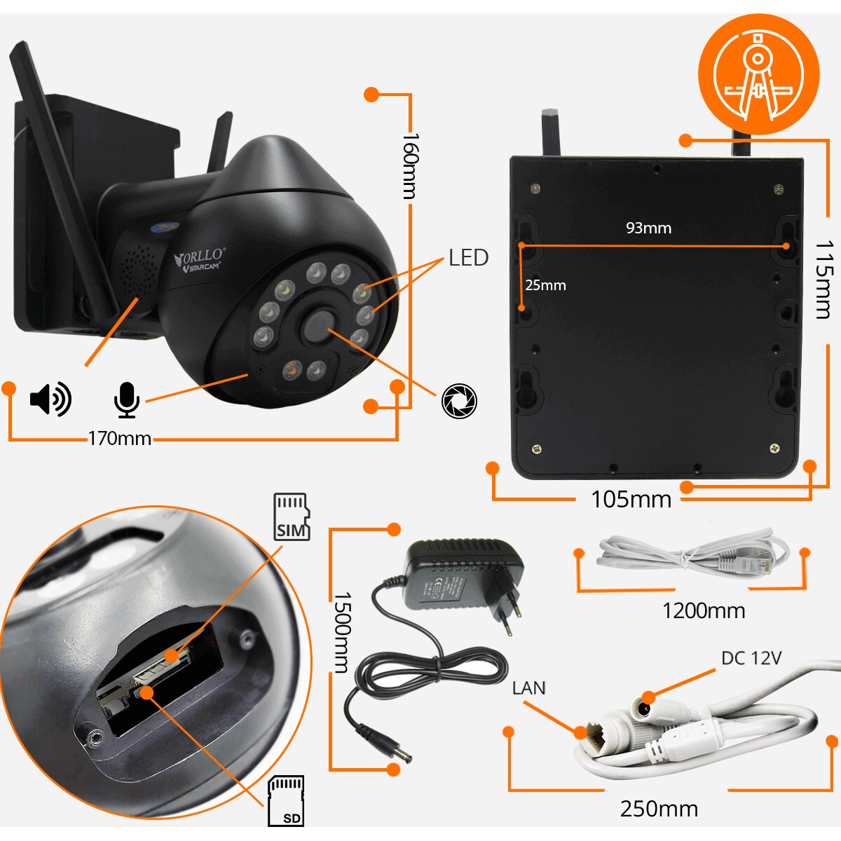 Camera rotativa IP Z8 Pro WiFi 4MP, Orllo, Negru - eMAG.ro