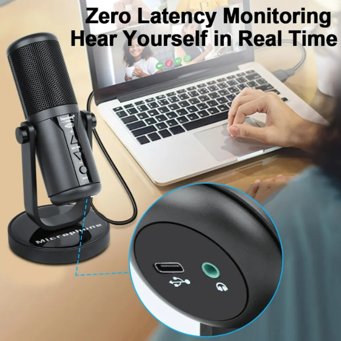 Microfon Gaming Profesional, Live Streaming, USB-C, Condensator ...