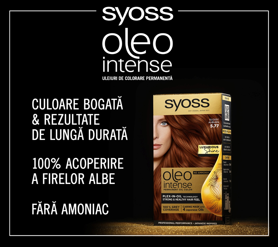 Vopsea de par permanenta fara amoniac Syoss Color Oleo Intense, 5-77 Saten Roscat Stralucitor ...