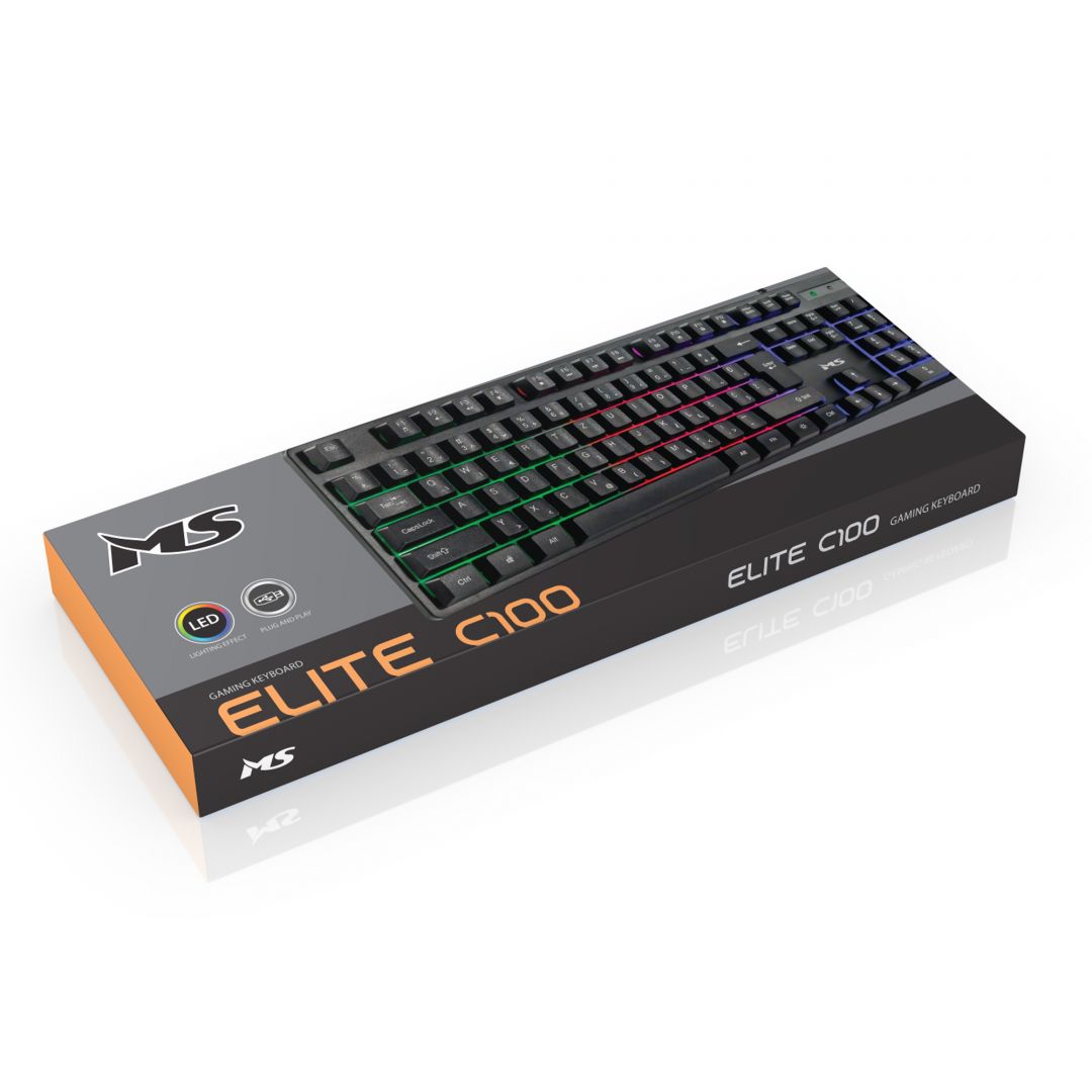 Tastatura gaming cu fir Elite C100, MS, Functie iluminare, Negru - eMAG.ro