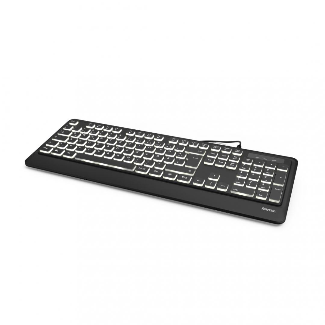 Tastatura cu fir, Hama, Functie iluminare LED, Negru - eMAG.ro