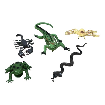 Set 5 reptile si amfibieni din cauciuc pentru copii, paianjen, sarpe ...
