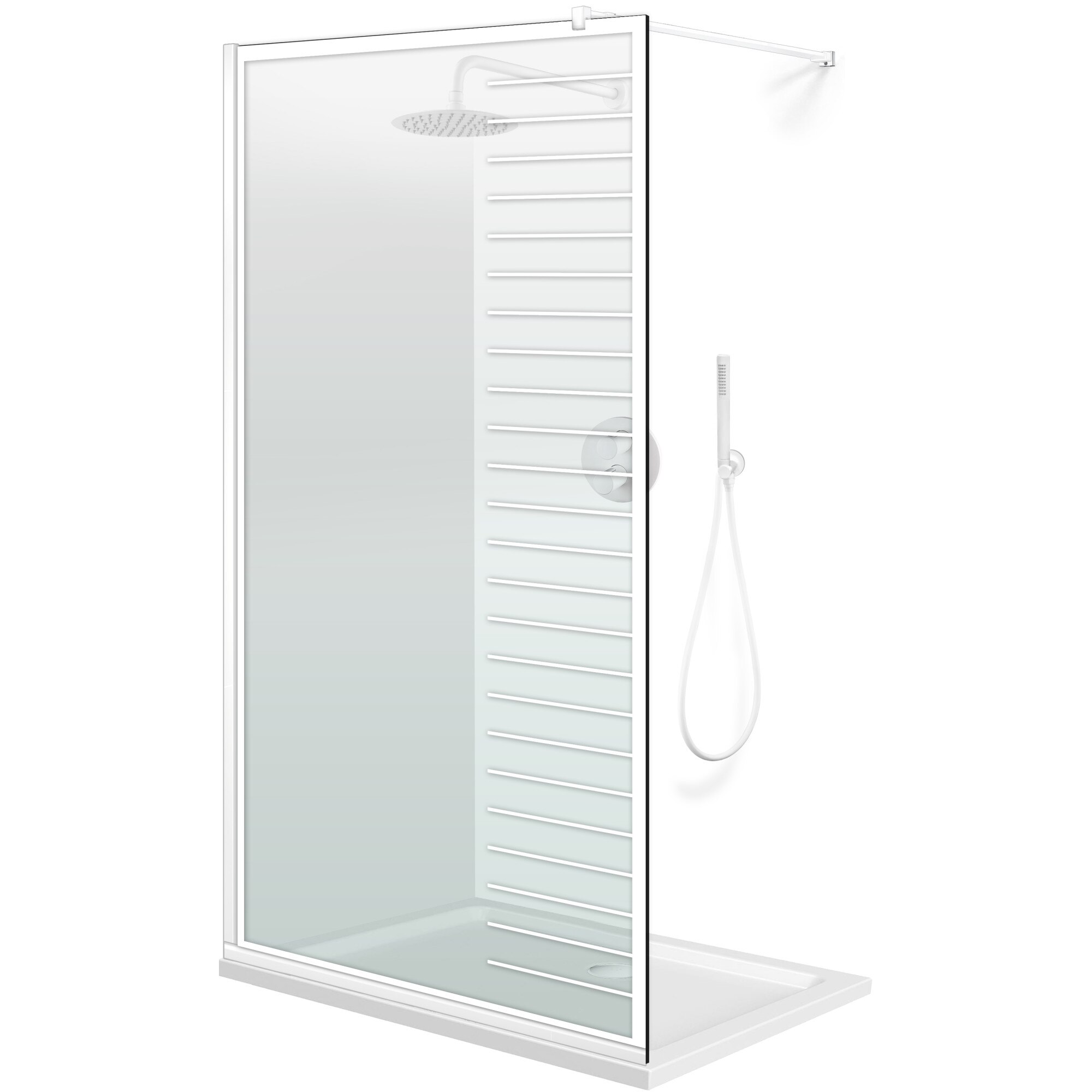 Paravan dus walk-in Aqua Class ® White, model Supreme alb, sticla clara ...