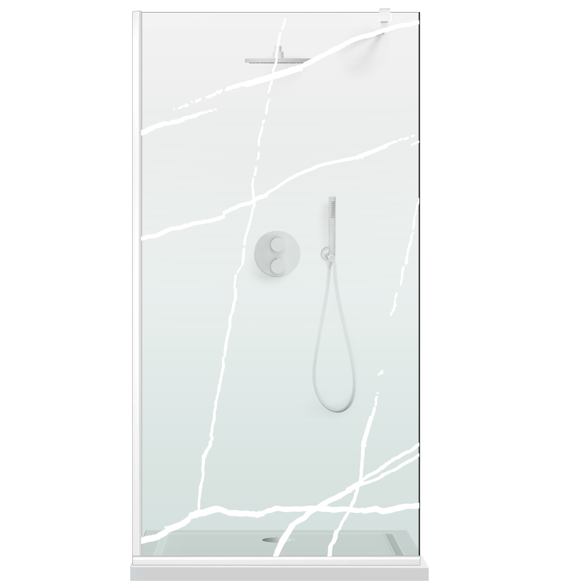 Paravan dus walk-in Aqua Class ® White, model Marble alb, sticla clara ...