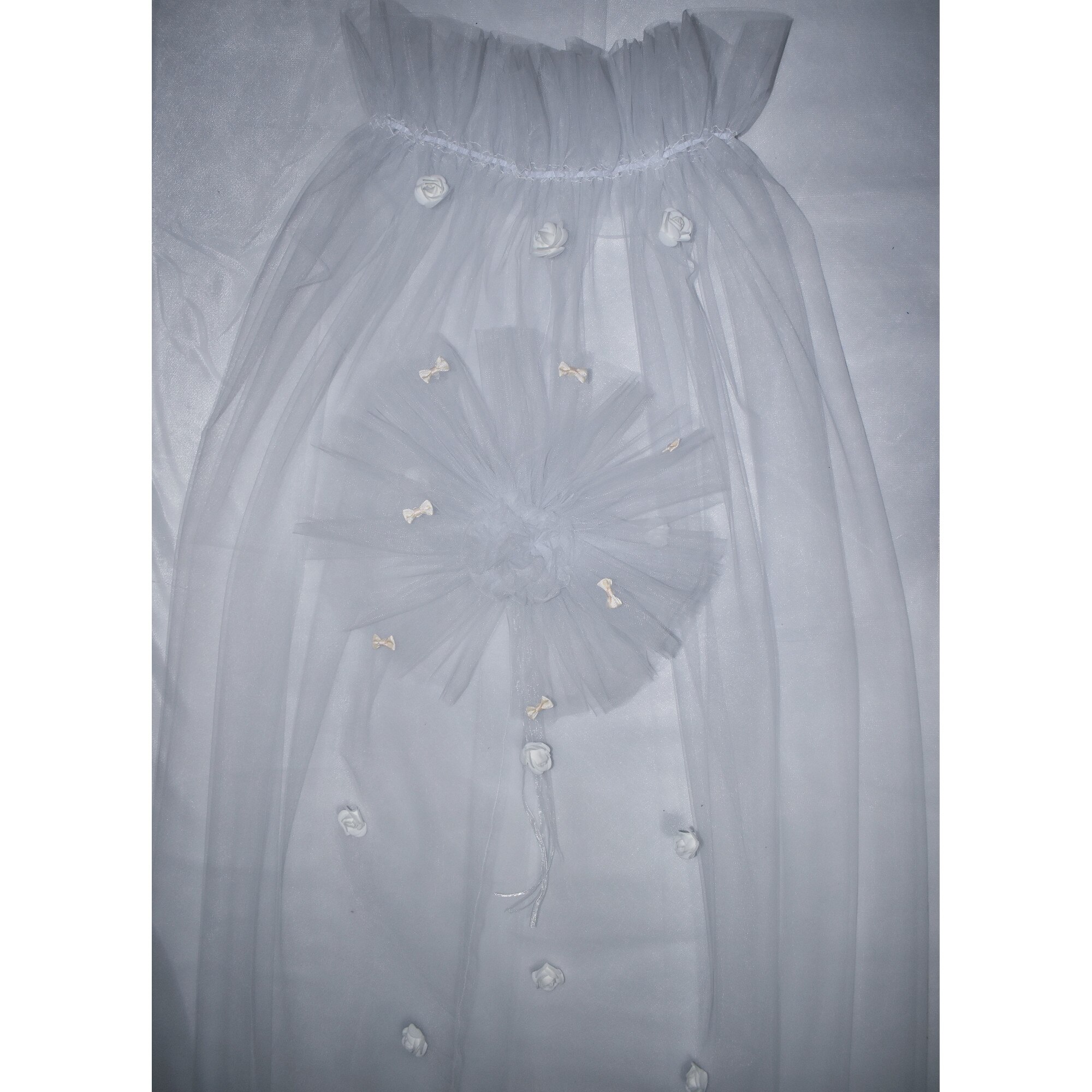 Aranjament cristelnita botez tull alb pur - eMAG.ro