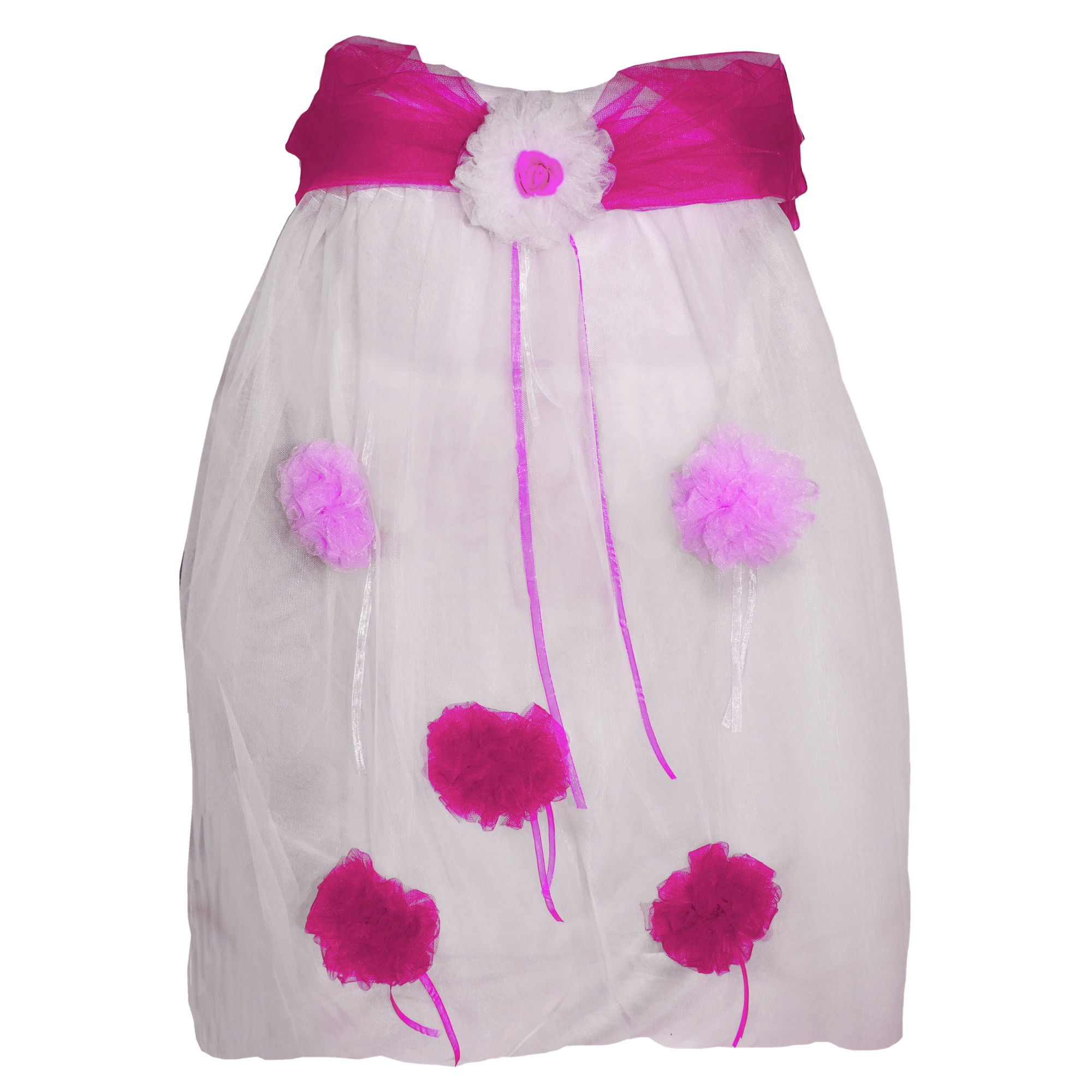 Aranjament botez pentru cristelnita cu pampoane si funda, 2 piese, alb ...