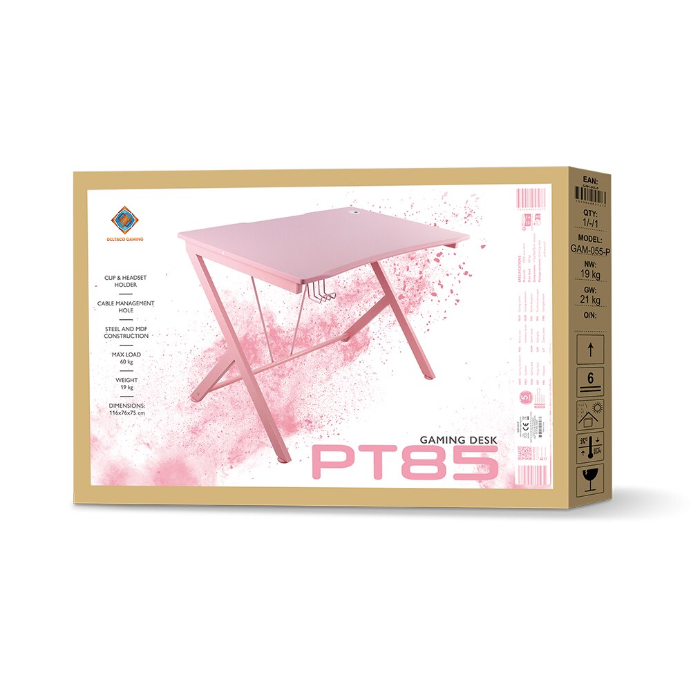 Birou de gaming DELTACO GAMING 116x75x75cm, picioare metalice ...