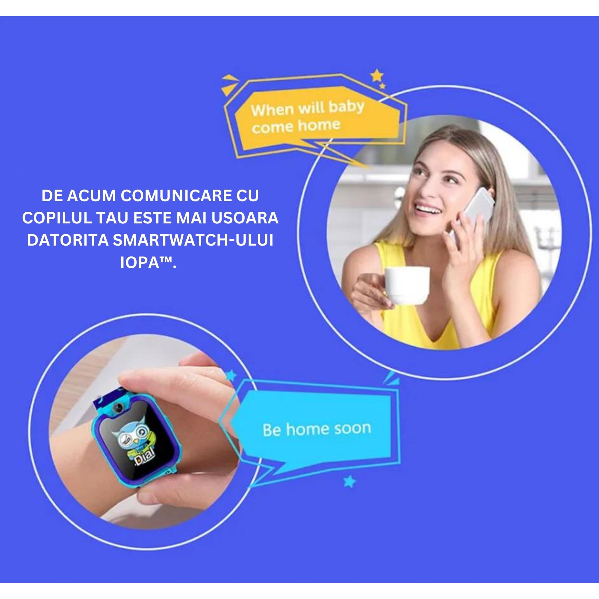 Ceas Smartwatch Copii IOPA™️ cu 7 Jocuri incluse, Functie Telefon ...