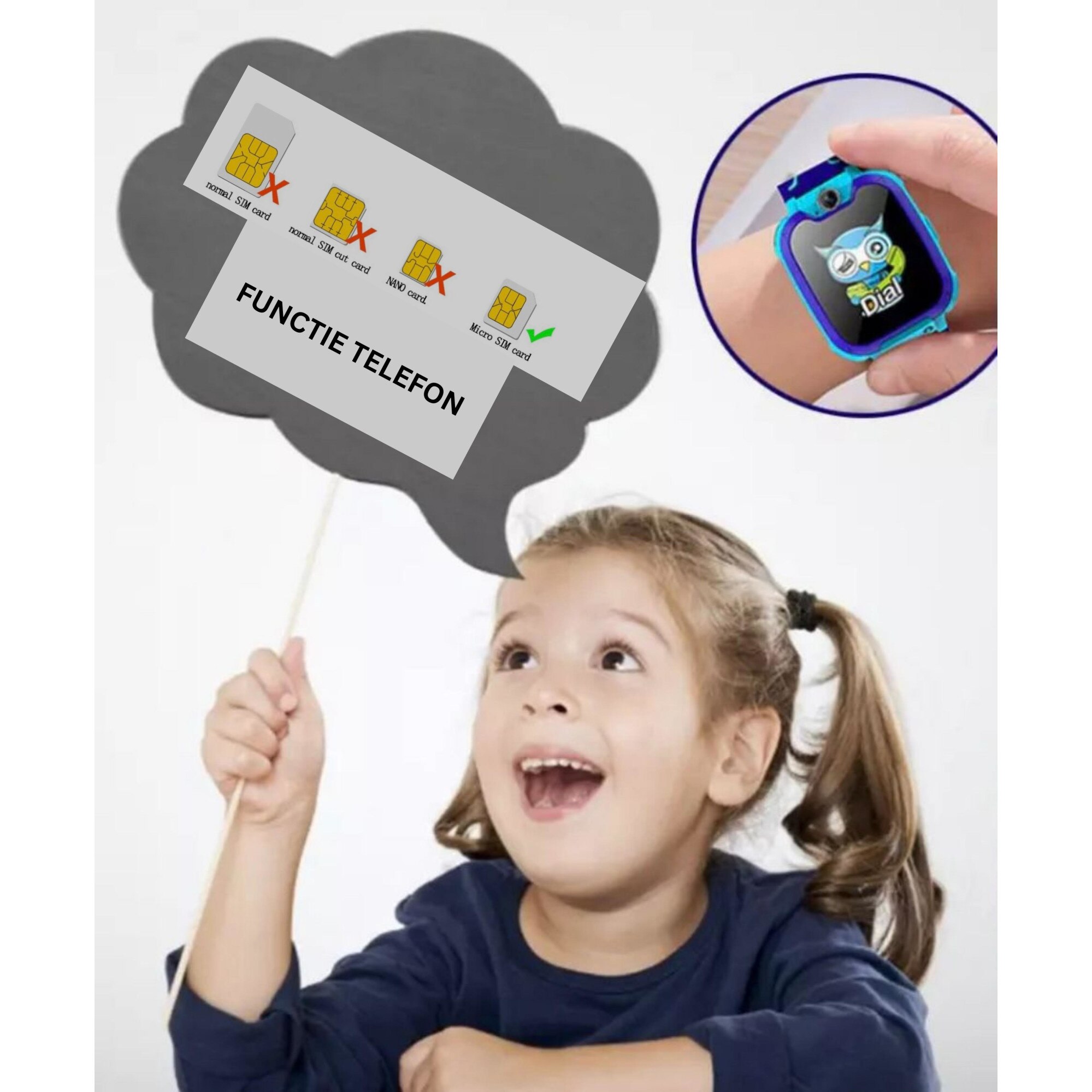 Ceas Smartwatch Copii IOPA™️ cu 7 Jocuri incluse, Functie Telefon ...