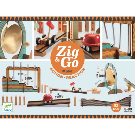 Set de constructie trasee, Zig and Go Djeco Muzica, 52 piese - eMAG.ro
