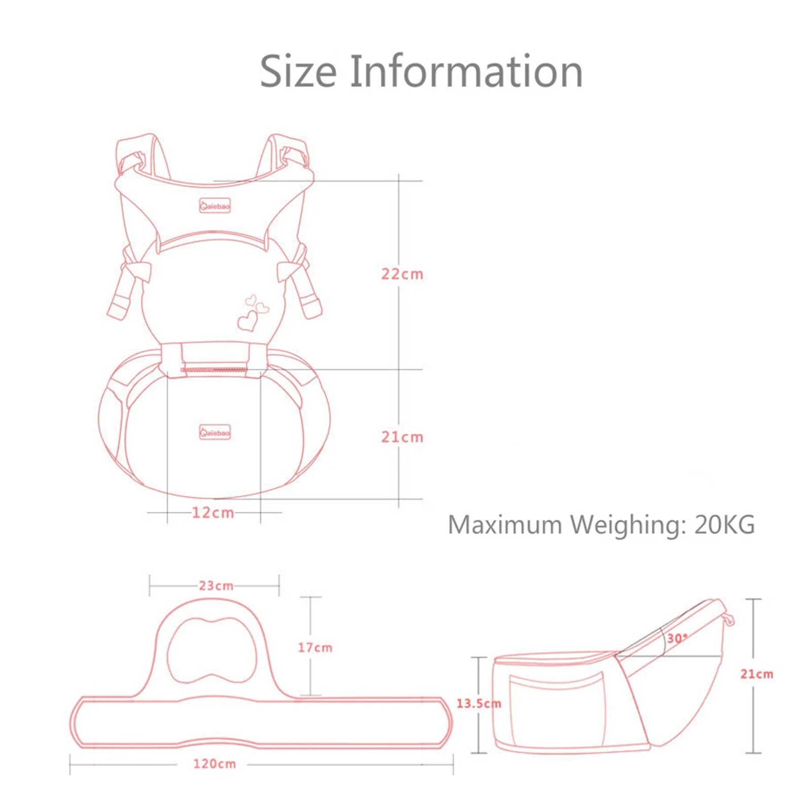 Marsupiu ergonomic, Darklove, Cu curele de decompresie confortabile si ...